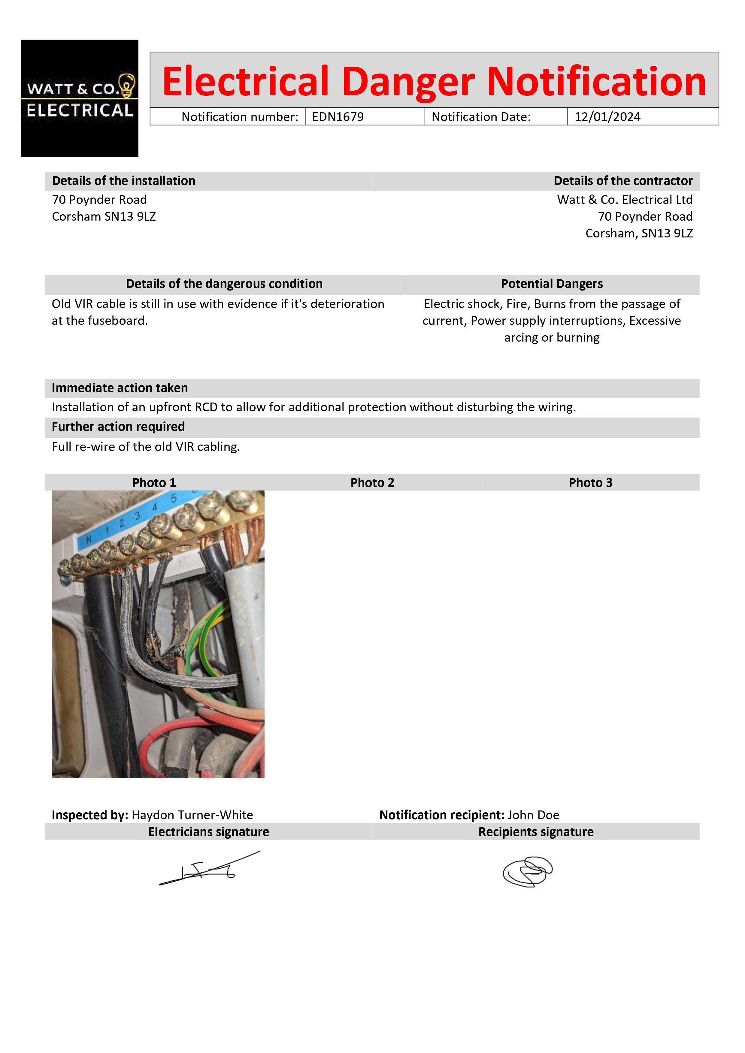 Electrical Danger Notice | REVAMP